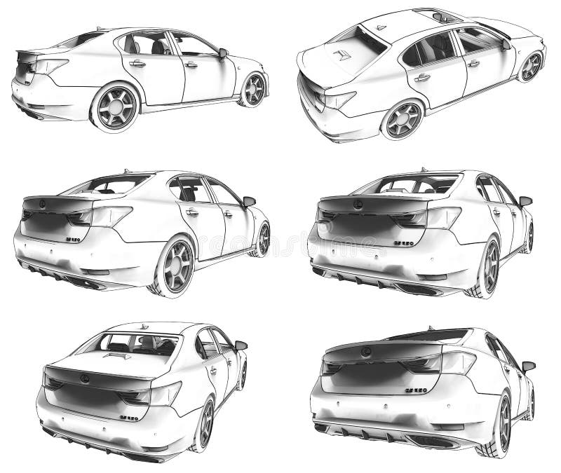 Set 3d Model Lexus Gs on White Background. 3d Rendering. Editorial ...
