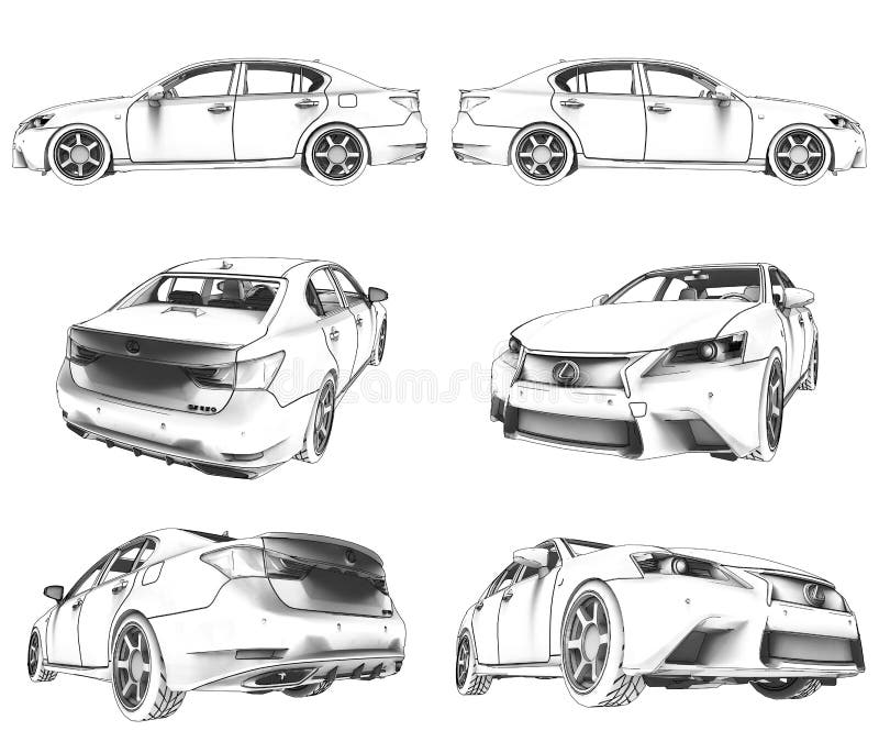 Set 3d Model Lexus Gs on White Background. 3d Rendering. Editorial ...
