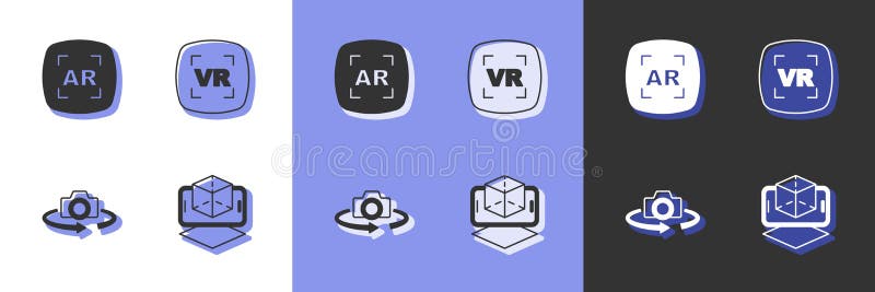 Set 3d Modeling, Augmented Reality AR, 360 Degree View and Virtual Icon ...