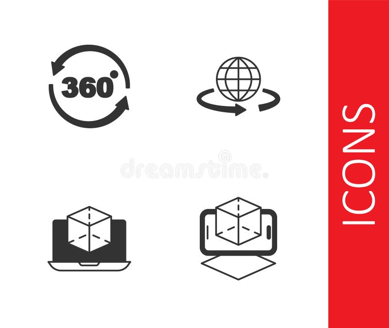 Set 3d Modeling Vista De 360 Grados E Icono. Vector Ilustración del Vector - Ilustración de ...