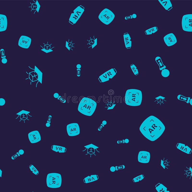 Set 3d Modeling, VR Controller Game, Virtual Reality Glasses and Augmented AR on Seamless ...