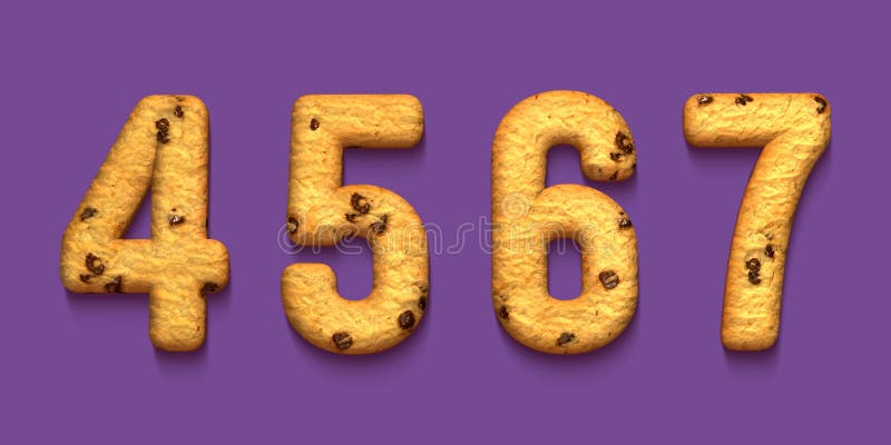 Set of 3d Numbers Made of Biscuit, Rendering, Four, Five, Six, Seven ...
