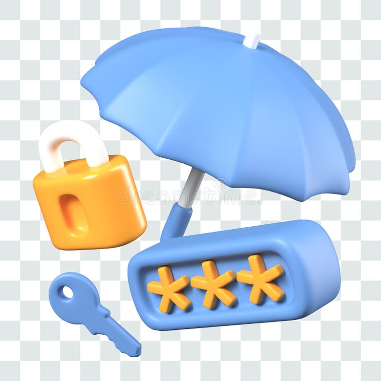 Set of 3D Objects for Concepts of Various Types of Information Protection and Gadgets Stock ...