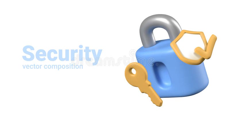Set of 3D Objects for Security Concepts in Cartoon Style Stock Vector ...