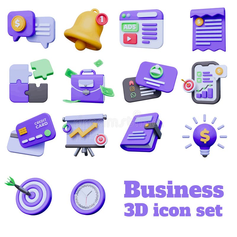 Set of 3d Office Modern Icon, Business and Finance Concept. Eps 10 ...