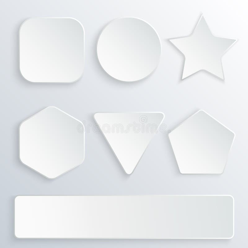 Buttons 3D White Isolated Set of Round, Square and Triangular or ...