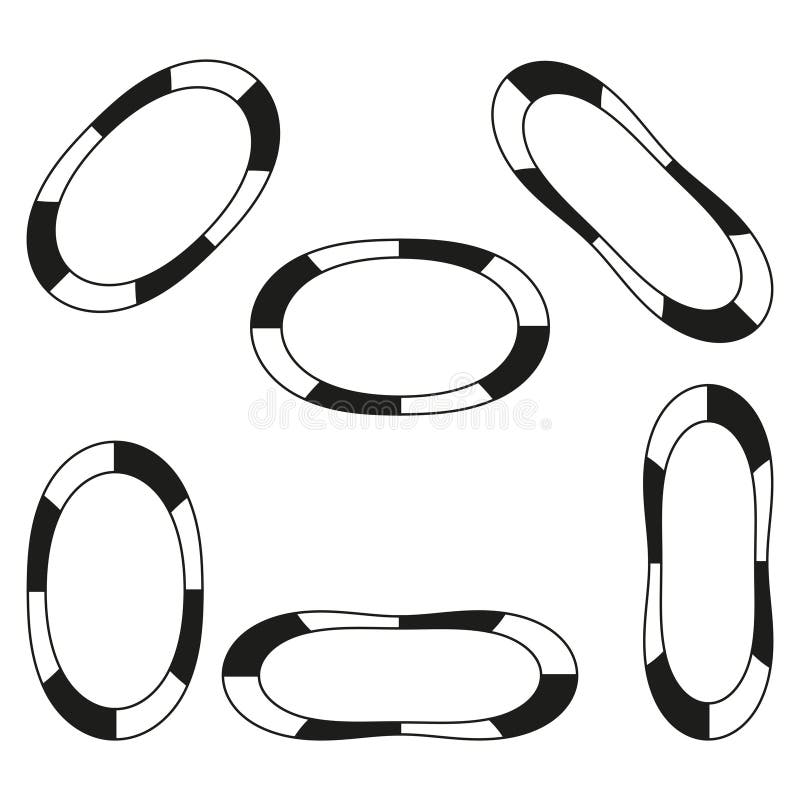 Set of 3D Perspective Oval Frames. Geometric Elliptical Borders Vector ...