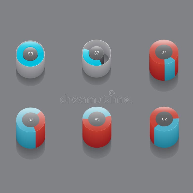 Set of 3D Pie Charts. Business Items without Numbers Stock Illustration ...