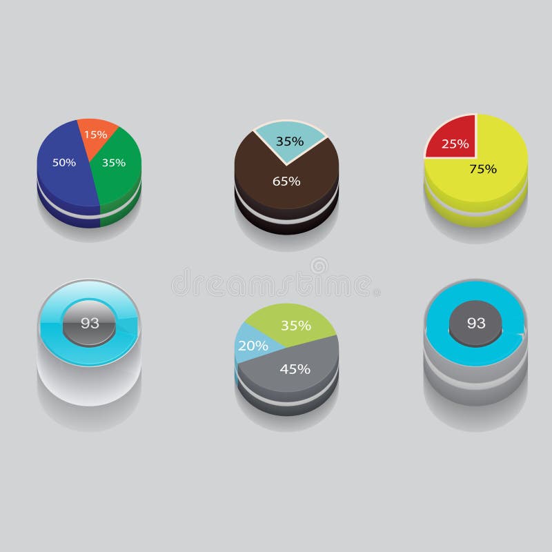 Set of 3D Pie Charts. Business Items without Numbers Stock Illustration ...