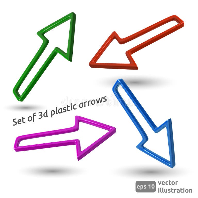 Set of 3d plastic arrows stock vector. Illustration of motion - 48546712