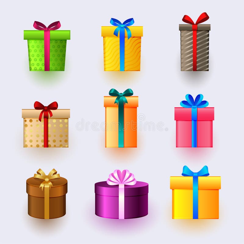Set of 3d Present Box Icons Design for Christmas Celebration Vector ...