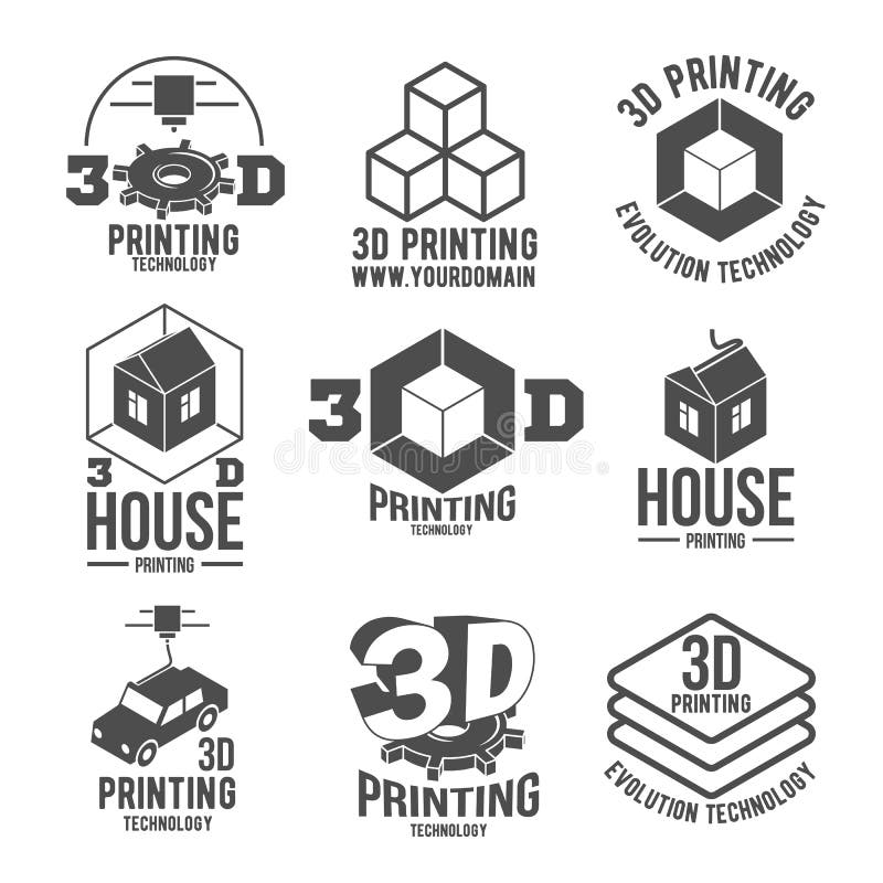 Set of 3d Printer Badges, Logotypes and Icons Stock Vector ...