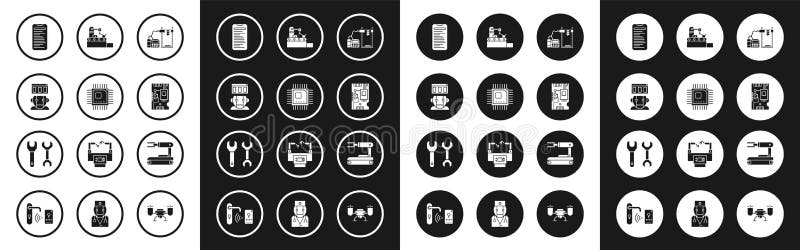 Set 3d Printer Processor With Microcircuits Cpu Robot Computer Api Interface Electronic