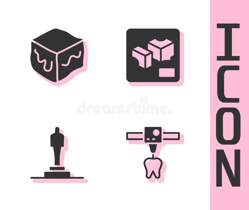 Set 3D Printer Tooth, Isometric Cube, Model and Icon. Vector Stock ...