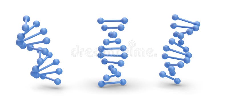 Set of 3d Realistic Blue DNA Icons with Shadow Isolated on White ...