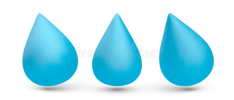 Set of 3d Realistic Blue Water Drops with Shadow Isolated on White ...