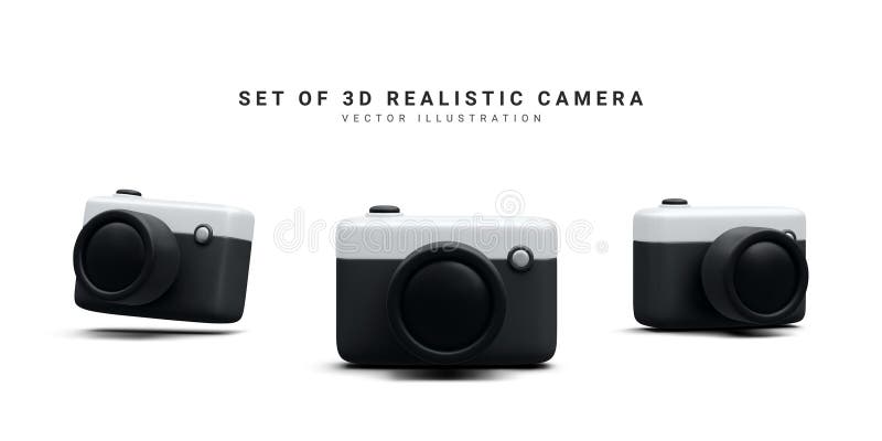 Set of 3d Realistic Camera Isolated on White Background. Vector ...