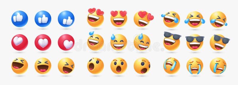 Set 3d Realistic Emoji in Various Points of View Stock Vector ...