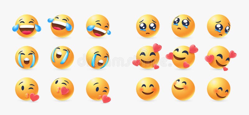 Set 3d Realistic Emoji in Various Points of View Stock Vector ...