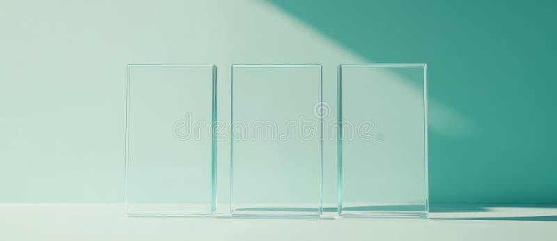 A Set of 3D Render Icons with Transparent Glass Banners or Plates ...
