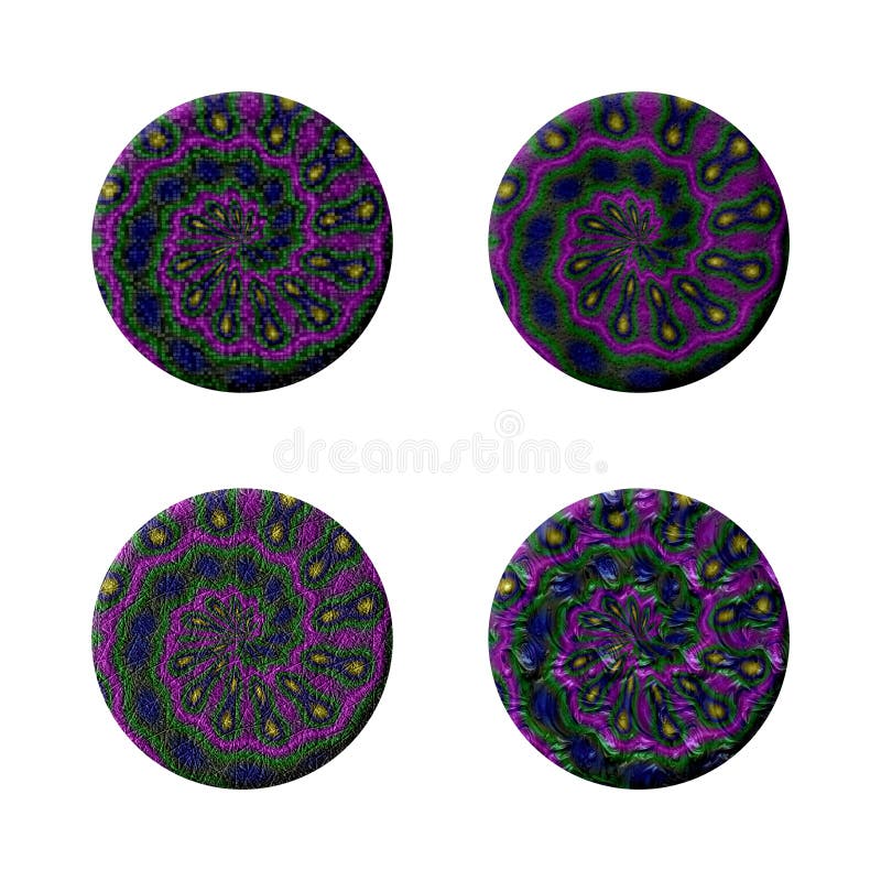 Artistic Circular Buttons with a Spiral Pattern with Different Surface ...
