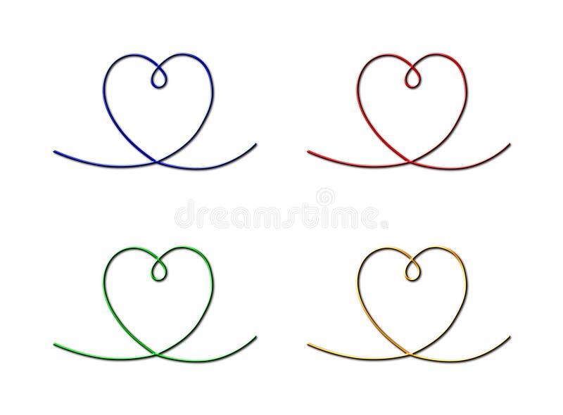 A Set of 4 - 3D Rendered Illustrations of Different Coloured One-line ...