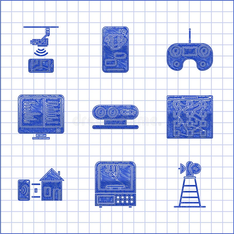 Set 3d Scanning System, 3D Printer, Antenna, Global Technology or Social Network, Smart Home ...