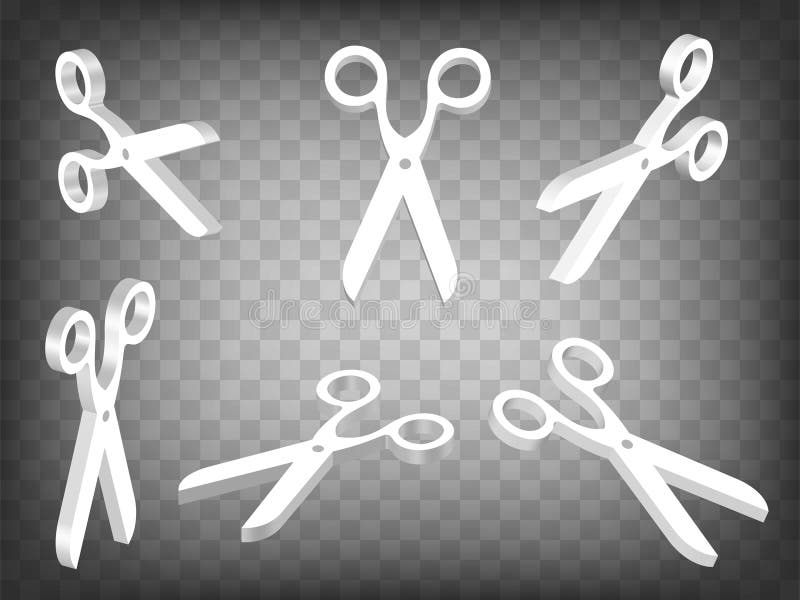 Set of 3d Scissors on Transparent Background. Scissors 3d Icon ...