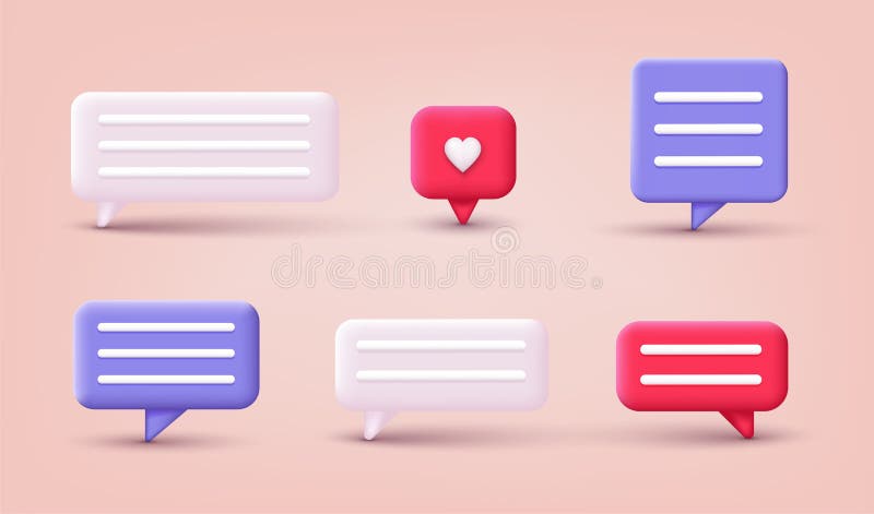 Set of 3d Speak Bubble. Chatting Box, Message Box Stock Vector ...