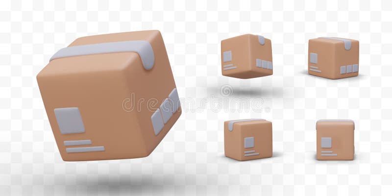 Set of 3D Square Light Boxes, View from Different Sides. Cardboard ...