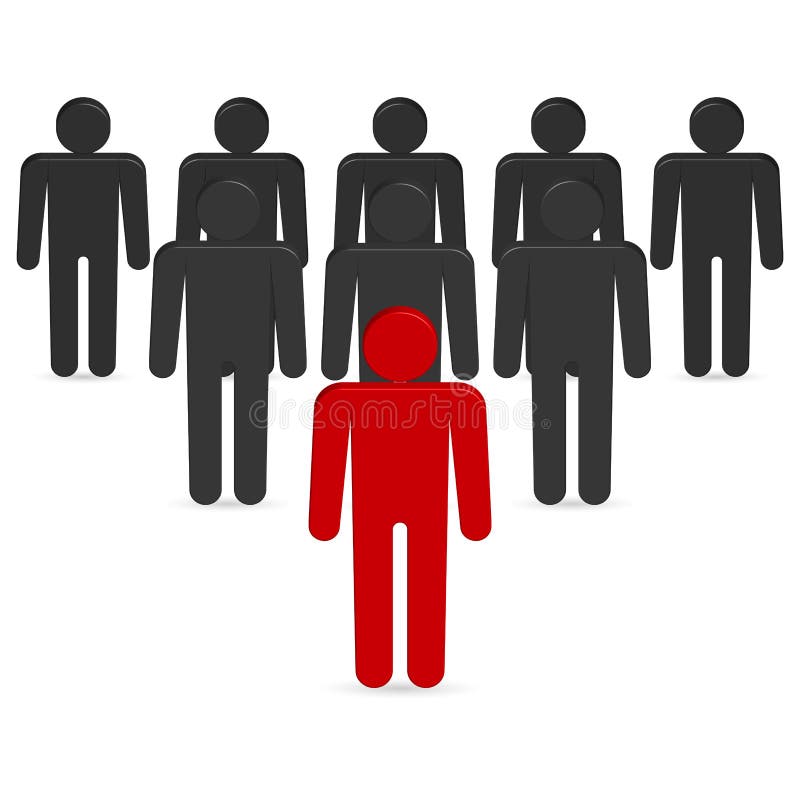 Set of 3D Stick Figures with Team Leader, Vector Illustration Stock ...