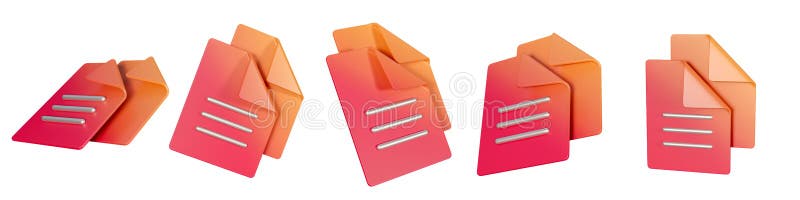 File Document Concept - Realistic Paper Icon Set. 3d Render Stock ...