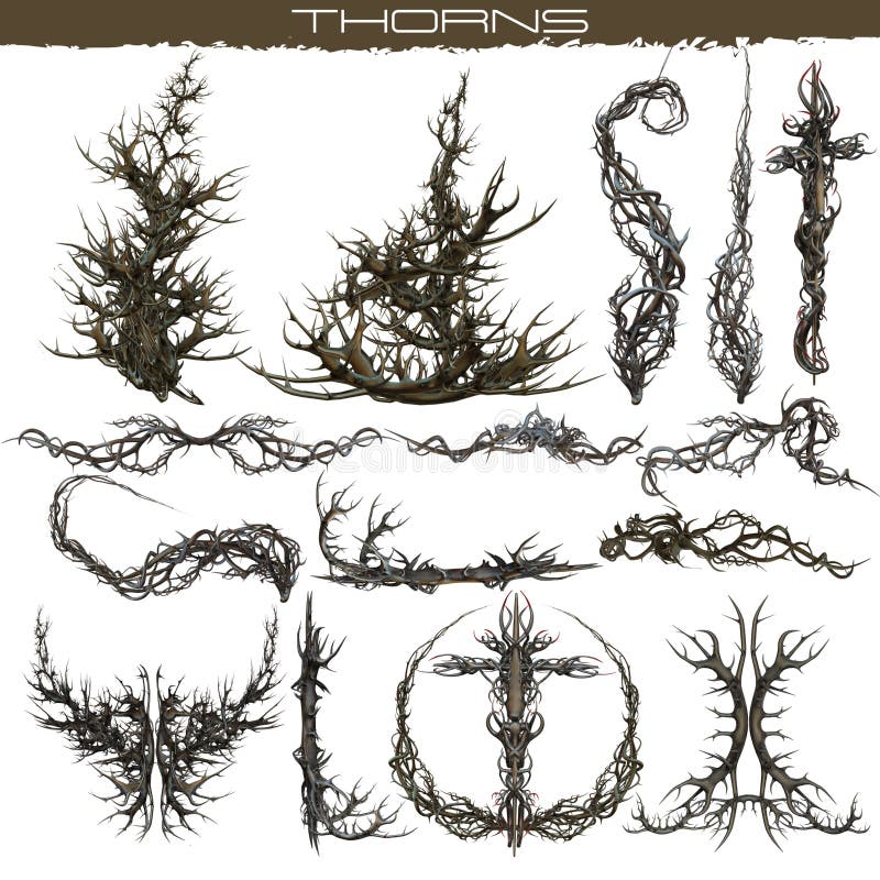 Set of 3d thorns stock illustration. Illustration of festive - 62661534