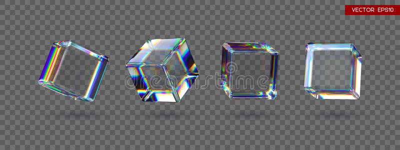 Set of 3d Transparent Cubes with Dispersion. Stock Vector ...