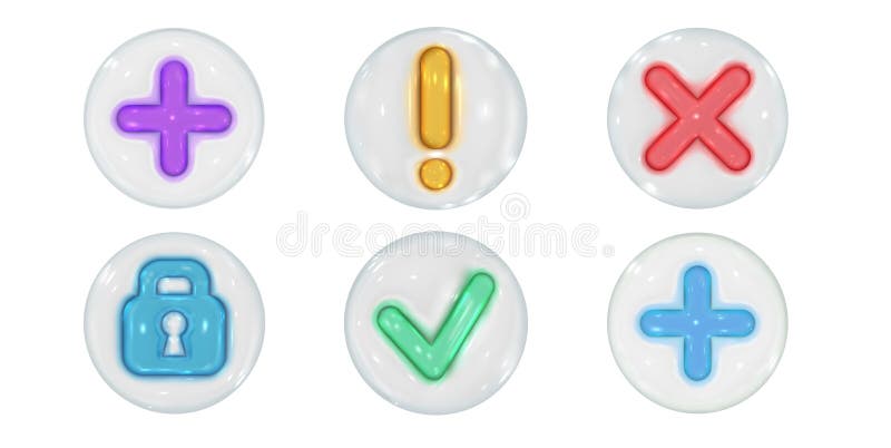 Set of 3d Vector Render Icons Stock Vector - Illustration of error ...
