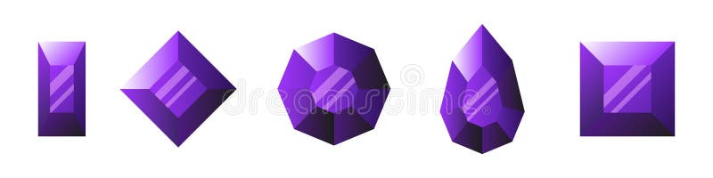 Set of 3D Violet Purple Diamonds. Stock Vector - Illustration of white ...
