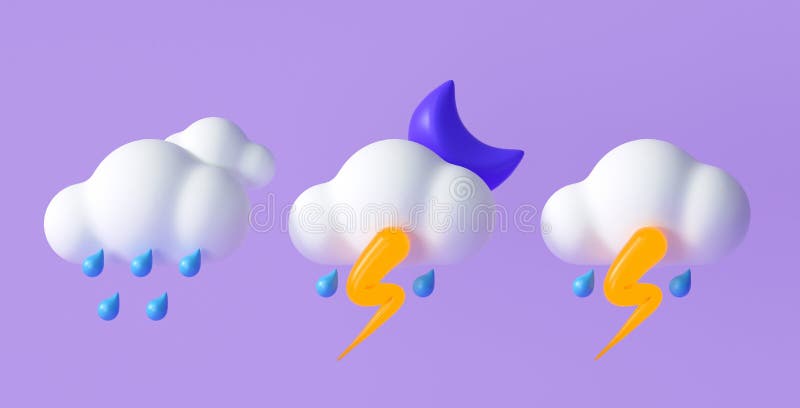 Set of 3D Weather Icons for Forecast Design Application and Web. 3d ...