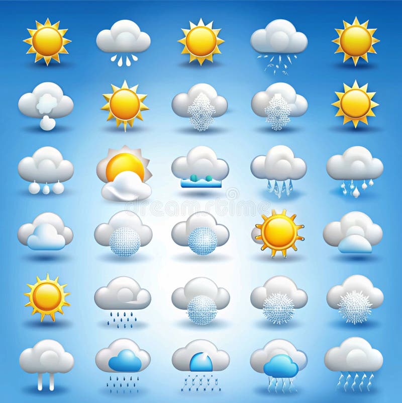 Set of 3D Weather Icons stock vector. Illustration of storm - 324256158