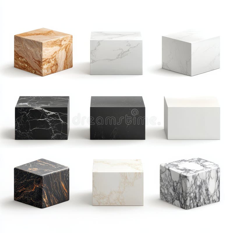 Set of 3d White and Black Marble Cubes. Realistic Vector Illustration ...