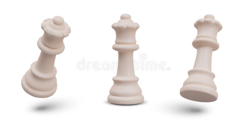 Set of 3D White Chess Queens in Different Positions. Vector Objects for ...