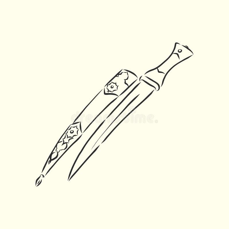 Set Dagger Doodle Style Sketch Illustration Hand Drawn Vector. Dagger ...