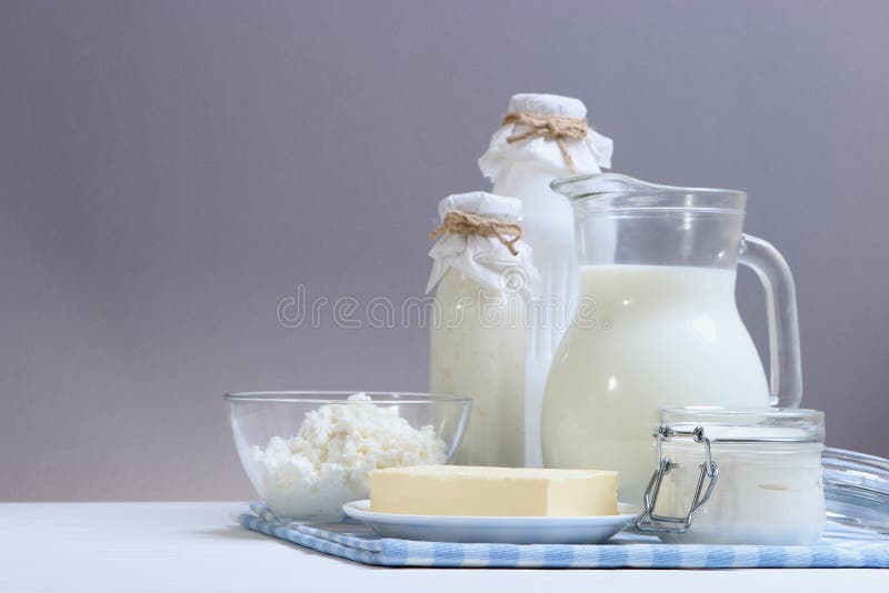 Set of Dairy Products on the Table. Stock Image - Image of food ...