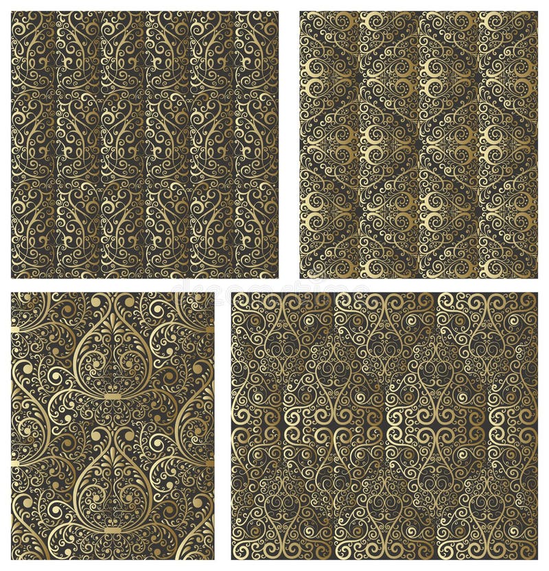Damask Seamless Pattern. 3D Element with Shadow and Highlight Stock ...