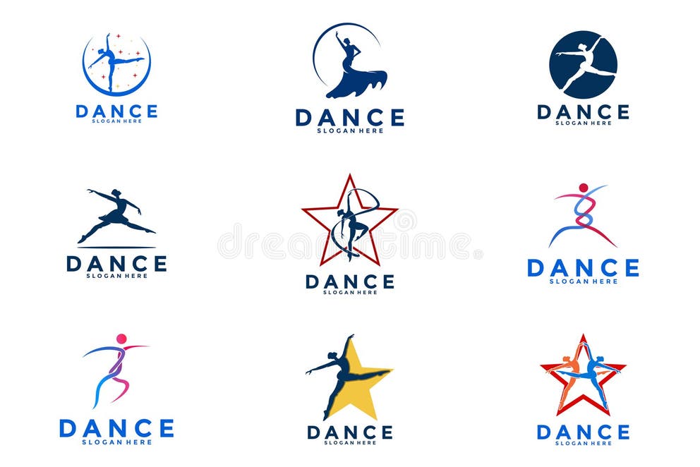 Set of Dance Logo Design Vector, Dance Logo Concept Stock Vector ...