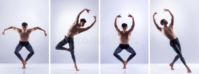Set of Dancing Man in Different Choreographic Positions. Ballet Dancers ...