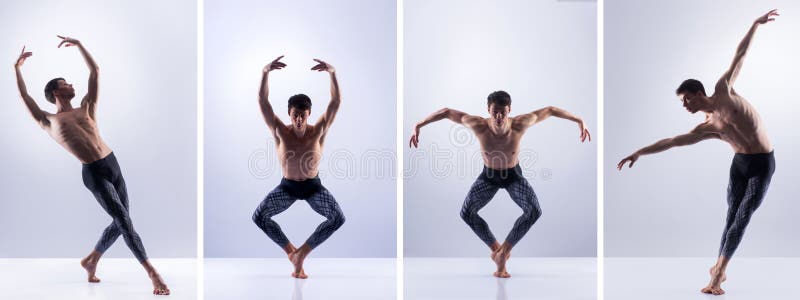 Set of Dancing Man in Different Choreographic Positions. Ballet Dancers ...