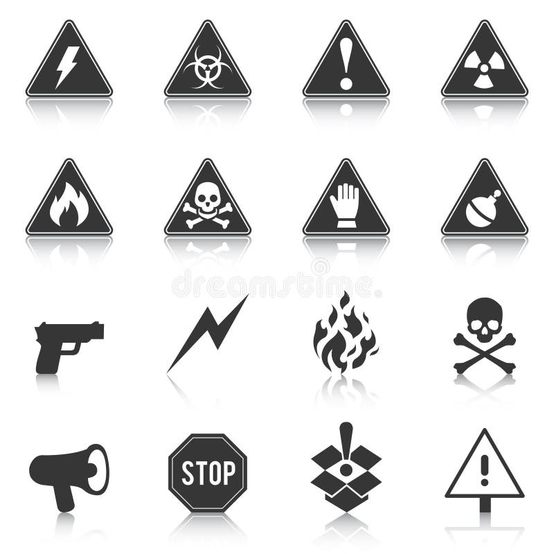 Set of Danger Icons, Hazard, Attention. Vector Illustration Stock ...