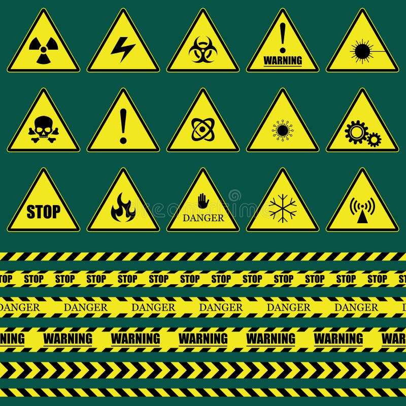 A Set of Danger Icons.Danger Signs.Vector Illustration Stock Vector ...