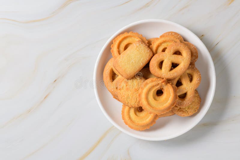 Set of Danish Butter Cookies Macro Cutout. Five Whole Pretzel, Round ...