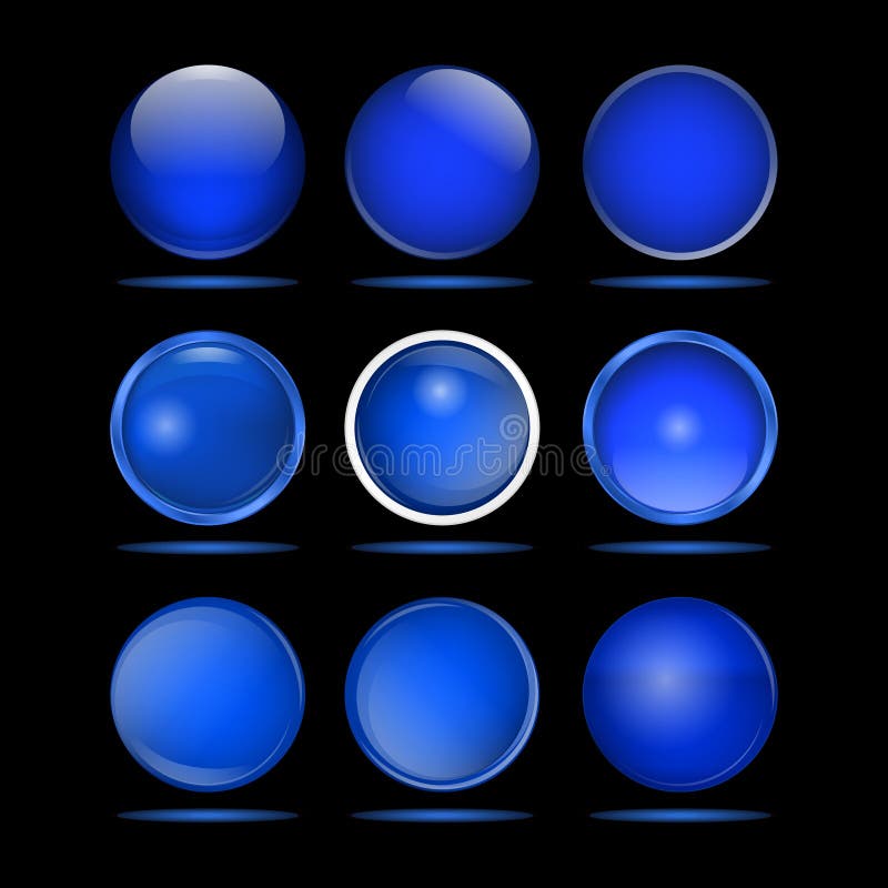 Set of Dark Blue Round Buttons for Website. Stock Vector - Illustration ...